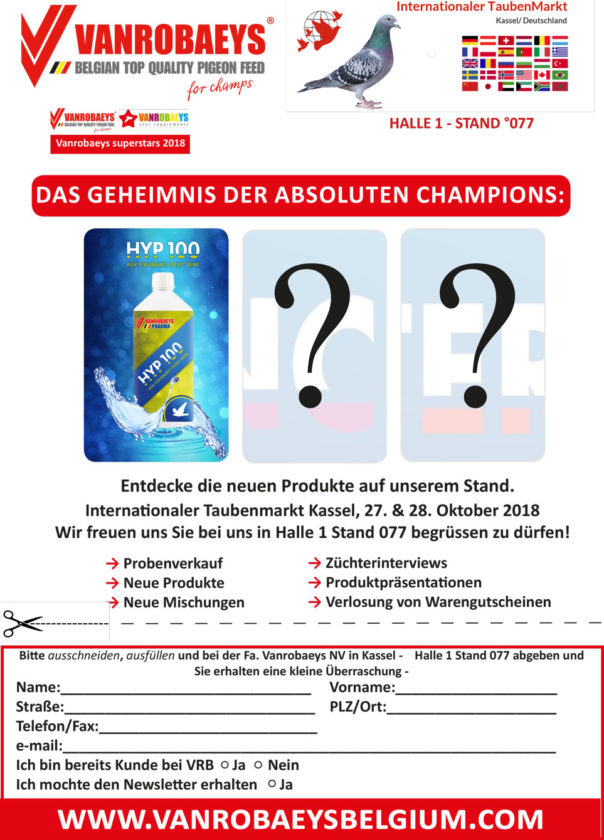 Wieder TOP Ergebnisse mit VANROBAEYS… – Brieftauben-Markt.de